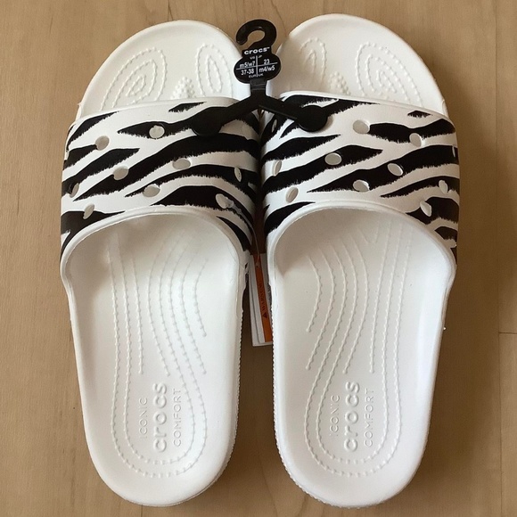 CROCS | Shoes | Zebra Print Crocs Slides | Poshmark